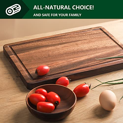 Vandroop Acacia Wood Cutting Board for Kitchen,Reversible with Juice Groove, Butcher Block Cheese Charcuterie Board (Acacia, 11 x16" Rectangular)