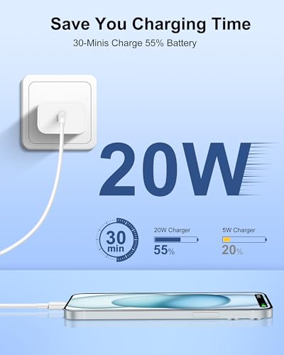 New iPad Charger USB C 10FT for iPad Pro 12.9, 11 inch, iPad Air 5th/4th, iPad 10th generation, Mini 6th, iPhone 15, Google Pixel, PD 20W Fast Charging USB-C Block and Long USBC to C Cable 2Pack
