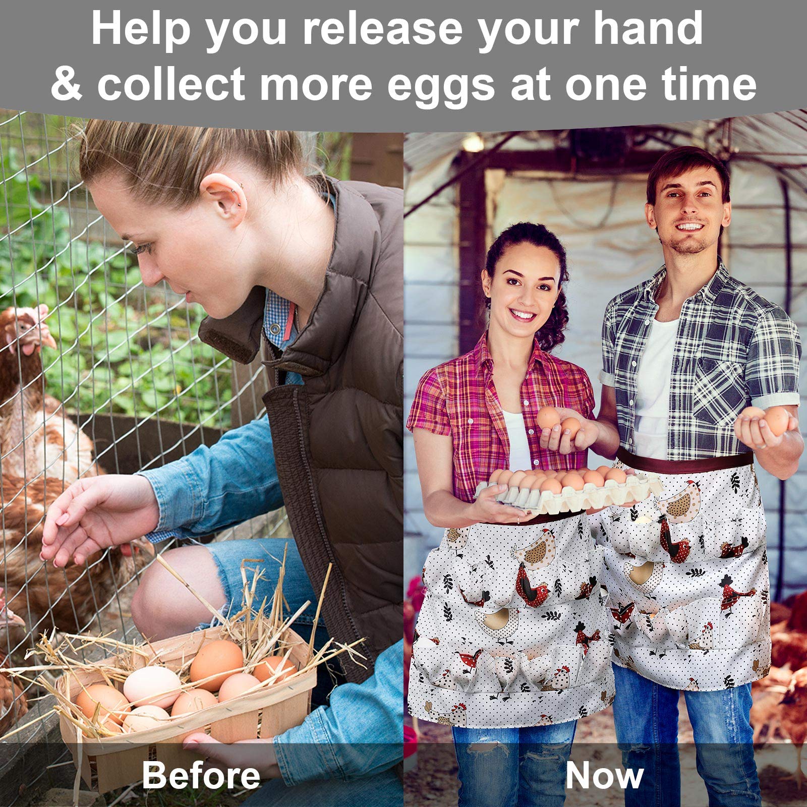 Syhood Egg Collecting Apron Egg Apron for Fresh Eggs Egg Gathering Apron Women Deep Pocket Holder for Chicken Duck Goose Egg (Adult-Unisex)