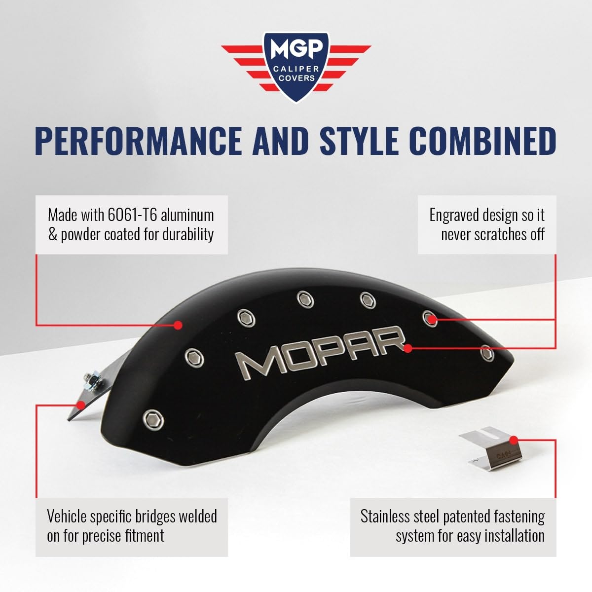 MGP Caliper Covers - Brake Caliper Covers 2012-2020 Ford F-150 (Mechanical Parking Brake) Front and Rear Set - F-150 Logo - Red