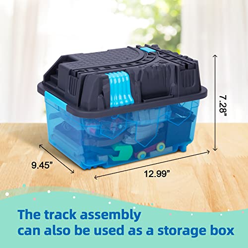 TOOKYLAND Wooden Train Track Set with Dual-use Storage Box,with Wooden Train Sets for Boys Fits Thomas and More