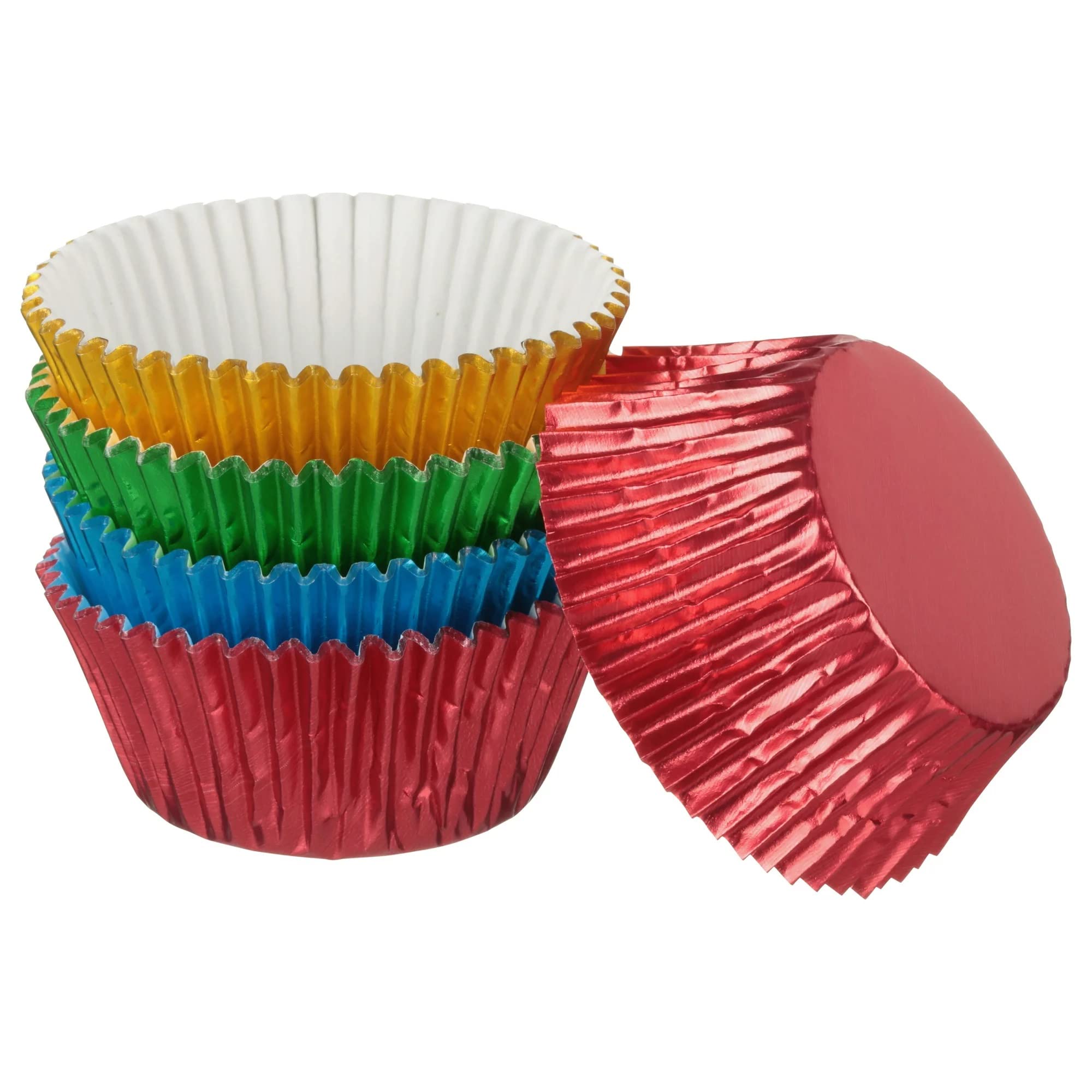 Wilton Standard Primary Foil Baking Cups 48ct (Red, Blue, Green, Yellow), 2'', 415-7018X