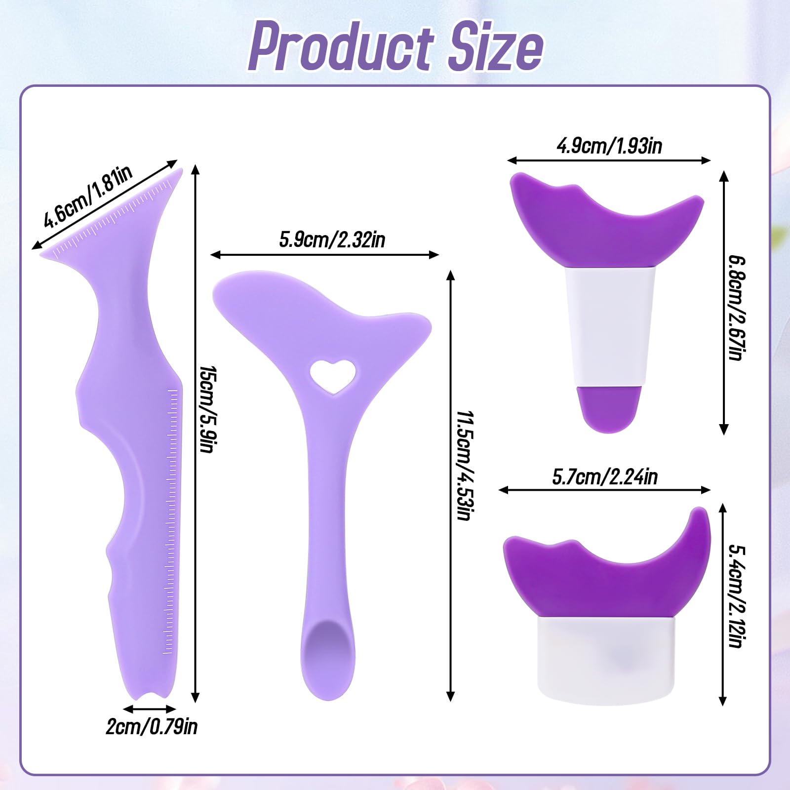 Mozeat Lens All In One Eyeliner Tool Kit,4Pcs Silicone Eyeliner Stencils Winged Tip Eyeliner Aid Reusable Eyeliner Guide Tool Eyeshadow Applicators Eyeliner Guide Tool Multifunction Eye Makeup Tool
