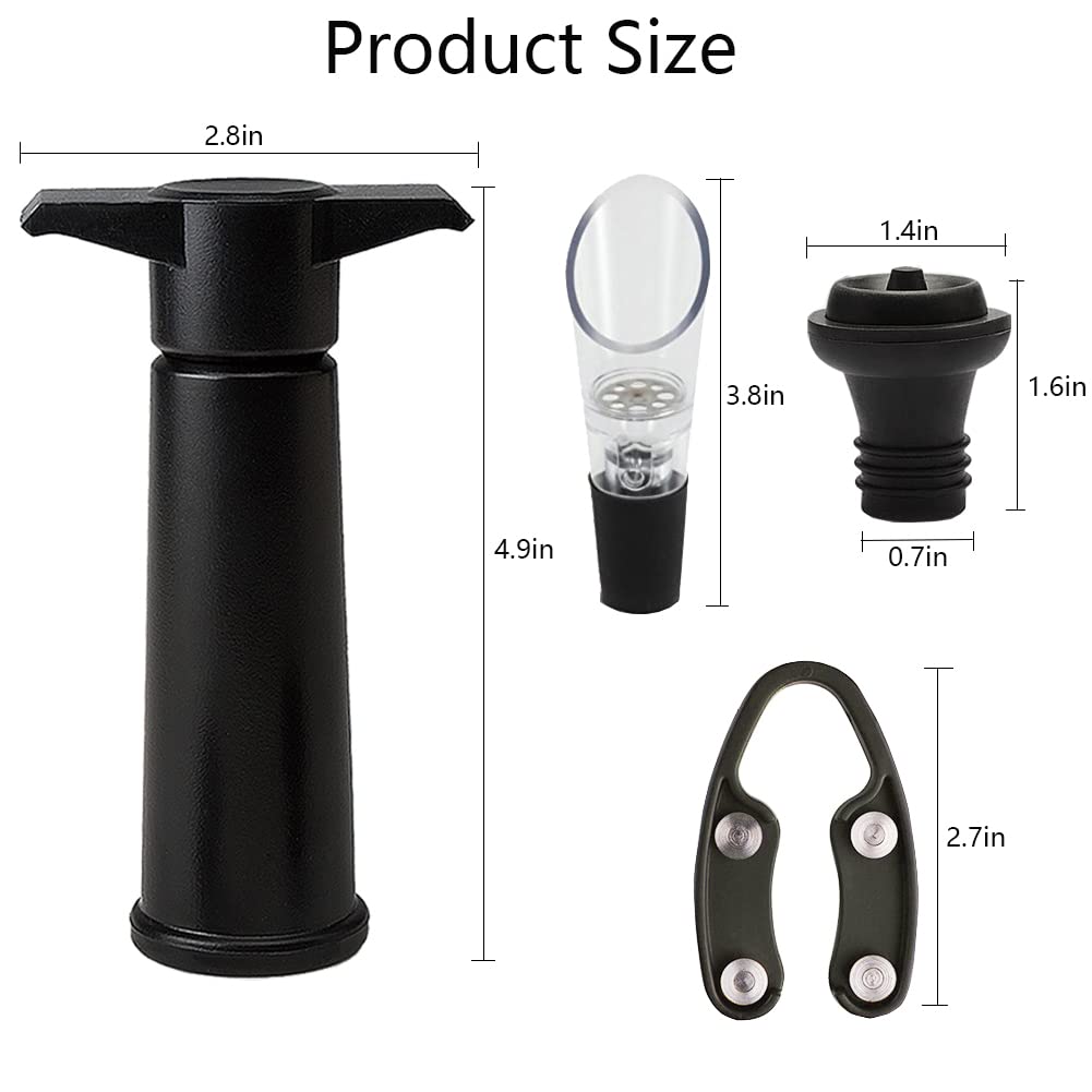 Wine Vacuum Stoppers Set 16Pcs with a Wine Saver Vacuum Pump, a Foil Cutter and a Wine Pourer, Reusable & Resealable Bottle Sealer Keeps your Wine Perfectly Fresh