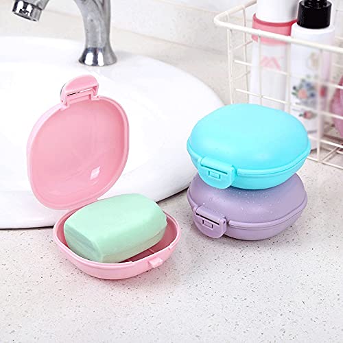 PLMM soap Box, Mini Travel Soap Box with Lid Portable Soap Case Dish Shower Bathroom Drain Soap Container Tray Bathroom Accessories Dustproof (Color : Purple)