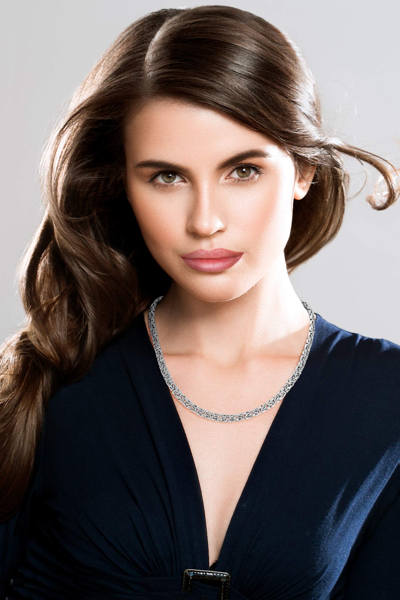 Miabella 925 Sterling Silver Italian Byzantine Necklace for Women, Handmade in Italy (Length 18 Inches (Small))