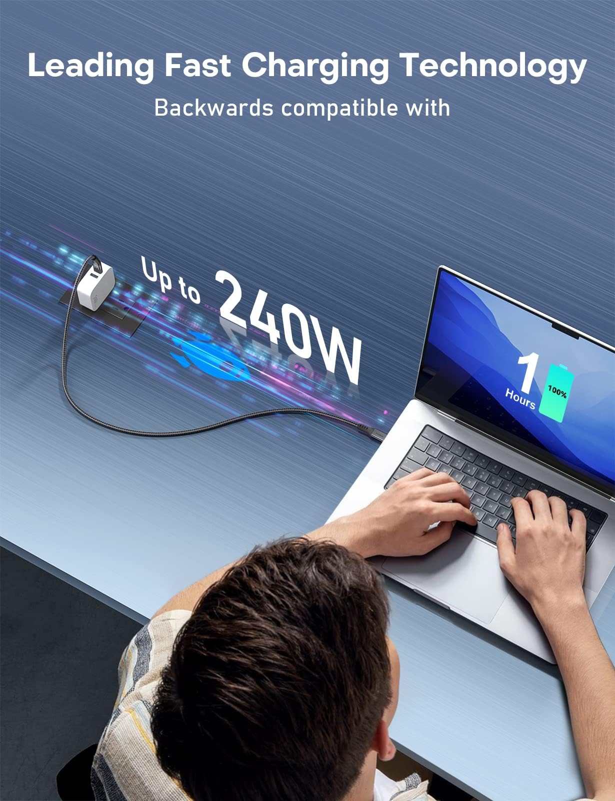 XAOSUN USB4 for Thunderbolt 4 Cable, 240W USB C to USB C Cable, PD3.1 Fast Charging 40Gbps Data Transfer 8K@60Hz Video USB C Cable Thunderbolt 4 for All USB-C, MacBook, SSD, Dock, eGPU 3.3ft