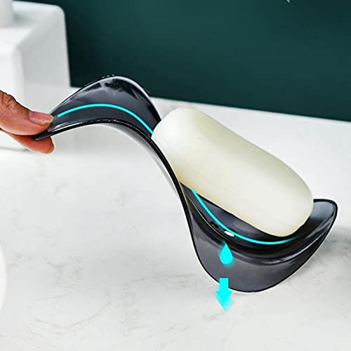 PLMM soap Box, 1PC Soap Box Portable Streamlined Soap Holder Dish Storage Plate Tray Shower Sponge Soap Drain Rack Bathroom Storage Gadgets 06