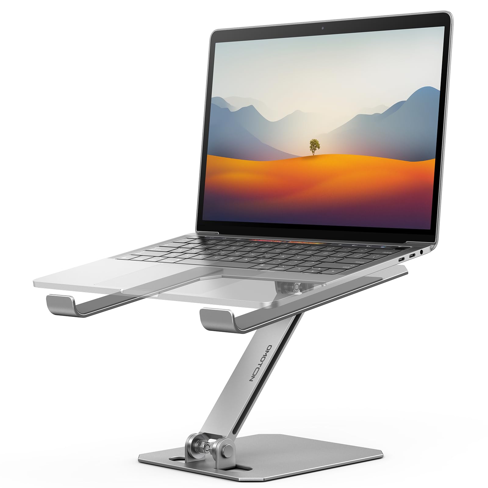 OMOTON Laptop Stand for Desk, Ergonomic Adjustable Computer Stand Aluminum Portable Desktop Laptop Riser Holder for MacBook Air Pro, Dell, HP and All Tablets Up to 15.6", Dark Silver