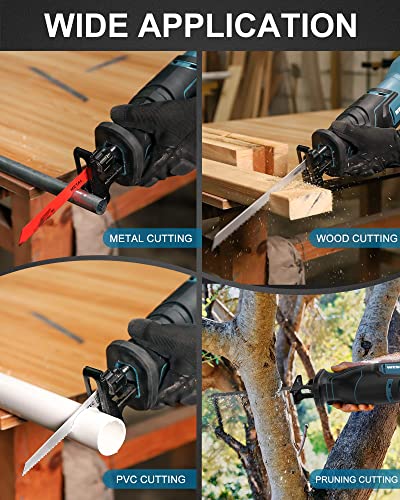 WESCO 20V Cordless Reciprocating Saw, 4.0Ah Li-ion Battery, 0-3000SPM Variable Speed, 3/4" Stroke Length, Recip Saw for Wood Metal PVC Cutting