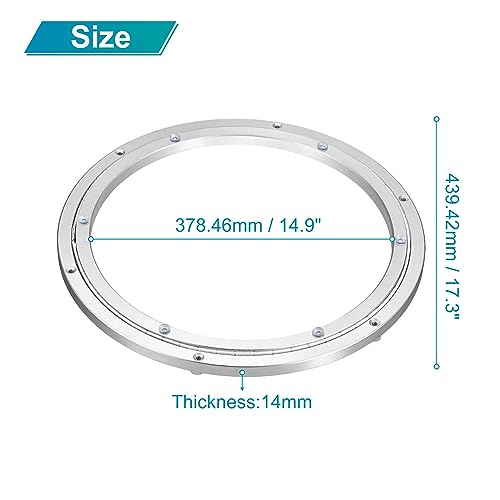 MECCANIXITY Aluminum Lazy Susan 18 Inch Muffler Turntable Ring Large Bearing Metal Rotating Turntable Bearings Swivel Plate Hardware for Round Dining-Table Showcase Display Stand Silver