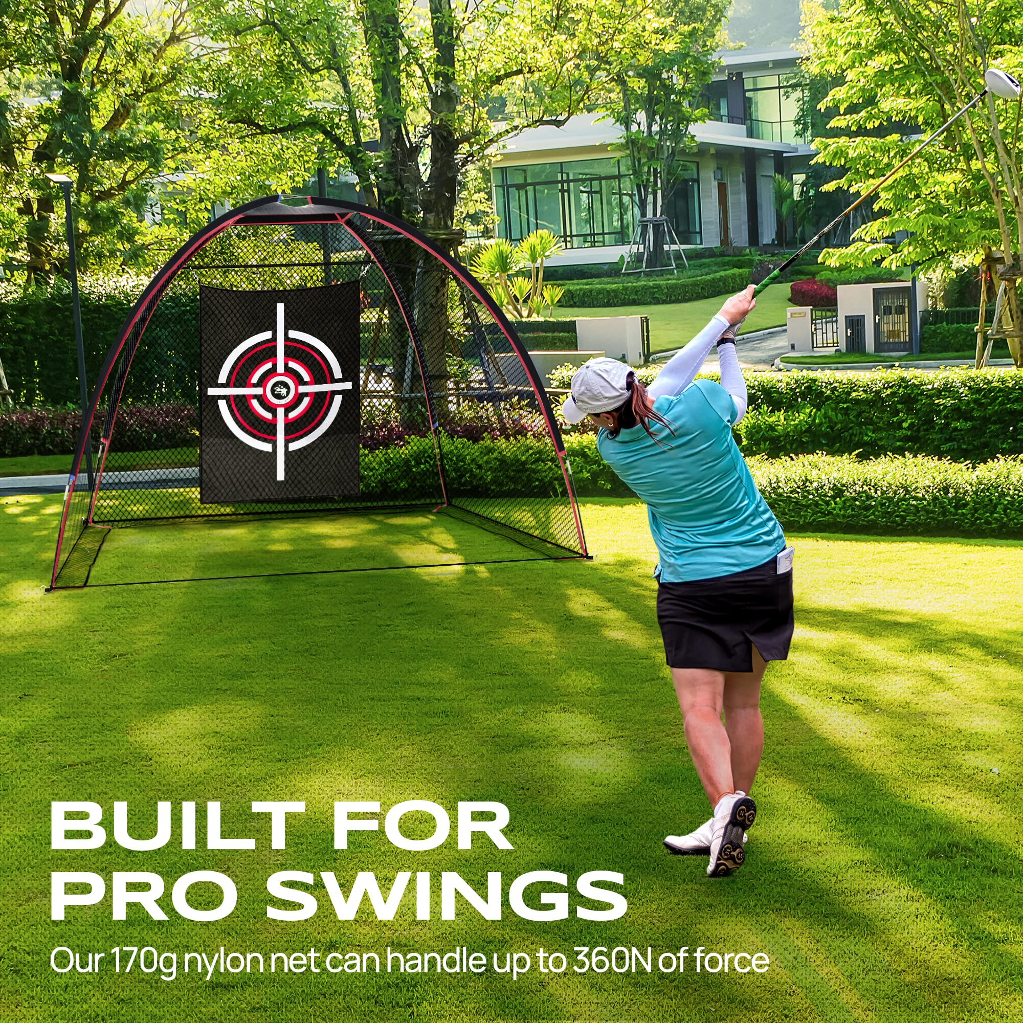 Shortyard Nylon Indoor Golf Nets for Backyard Driving Practice - 10x5.6x6.8 FT Golf Practice Nets for Backyard - 5Ply Knotless Golf Hitting Net with Mat - Golf Nets for Indoor Use Comes with Bag