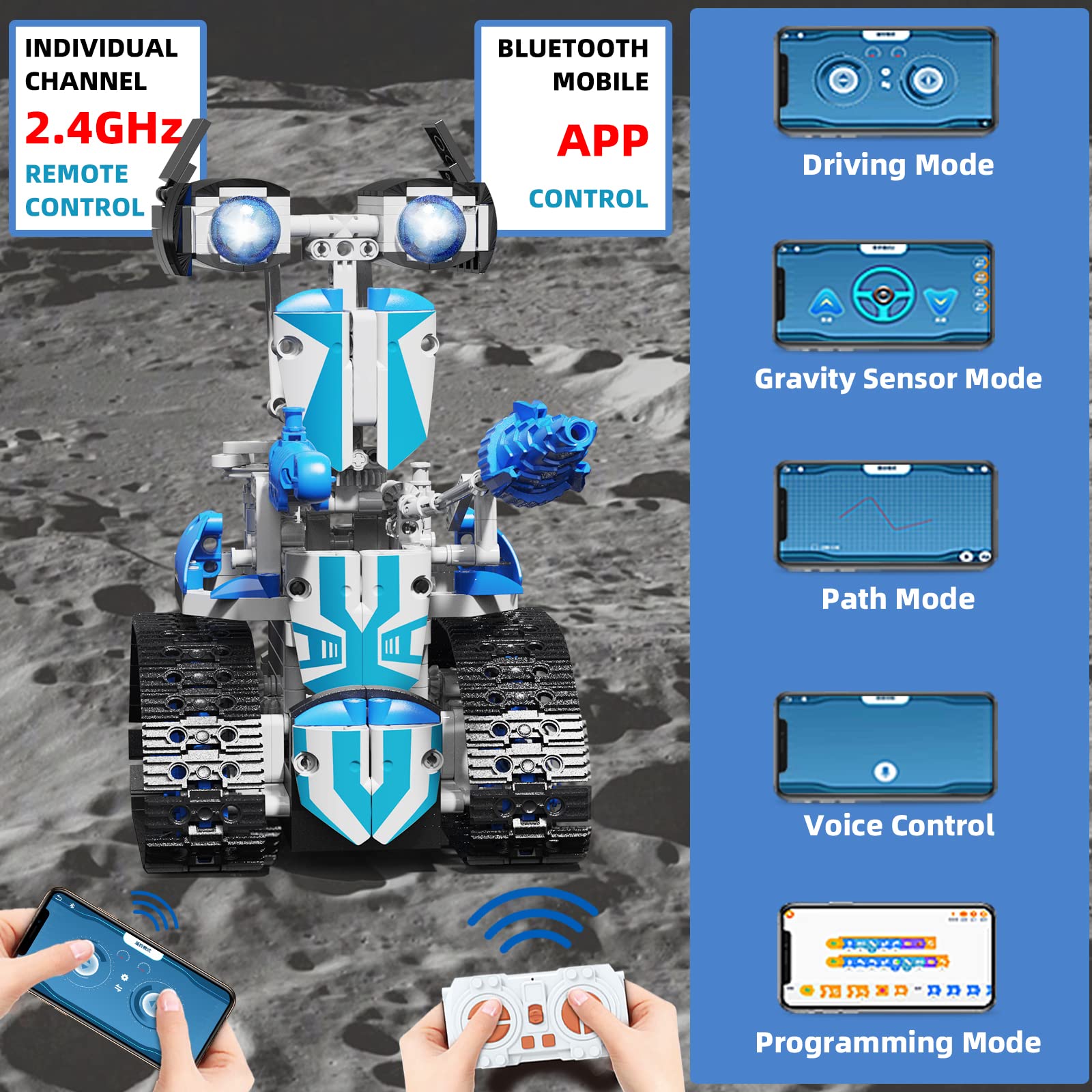 Suplanet STEM Projects for Kids Ages 8-12, Remote Control and APP Programmable Robot Toys - 520 Pcs Building Science Educational Kit, Building Block Birthday Gift for Teen Boys Girls