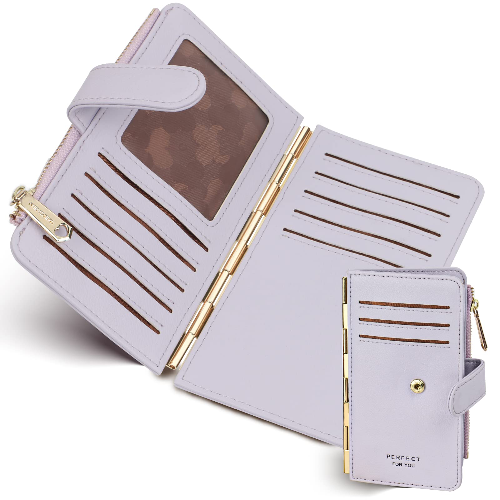 PERFECB FORYOU Slim Womens Credit Card Holder-RFID Blocking- Bifold Multi Card Small Wallet for Women Minimalist Card Holder Wallet (Purple)