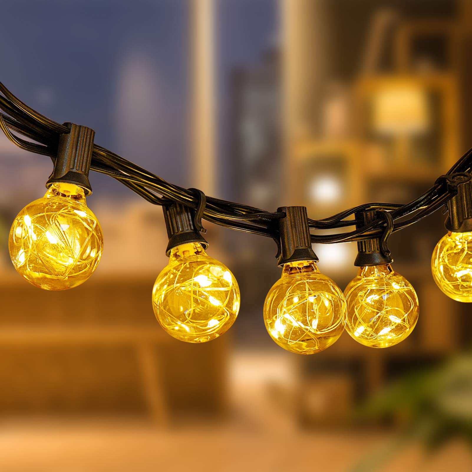 Newpow Outdoor String Lights LED 36ft with 33 Globe Bulbs Shatterproof Waterproof for Backyard Gazebo Porch Camper Indoor/Outdoor Decoration and Lighting Warm White 2700K