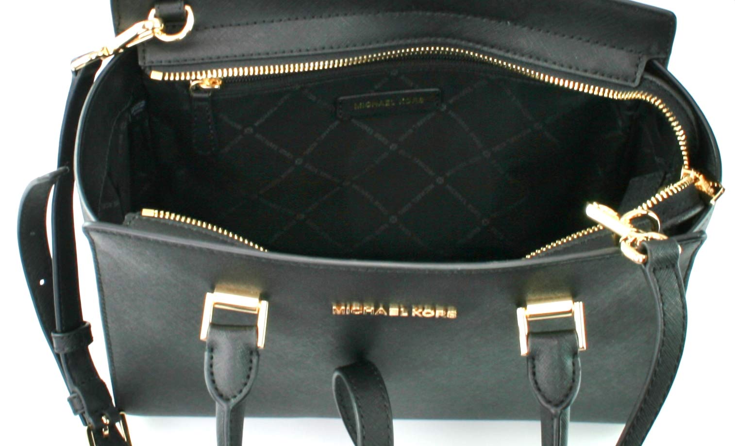Michael Kors Selma Saffiano Leather Medium Top Zip Satchel Bag (Blossom)