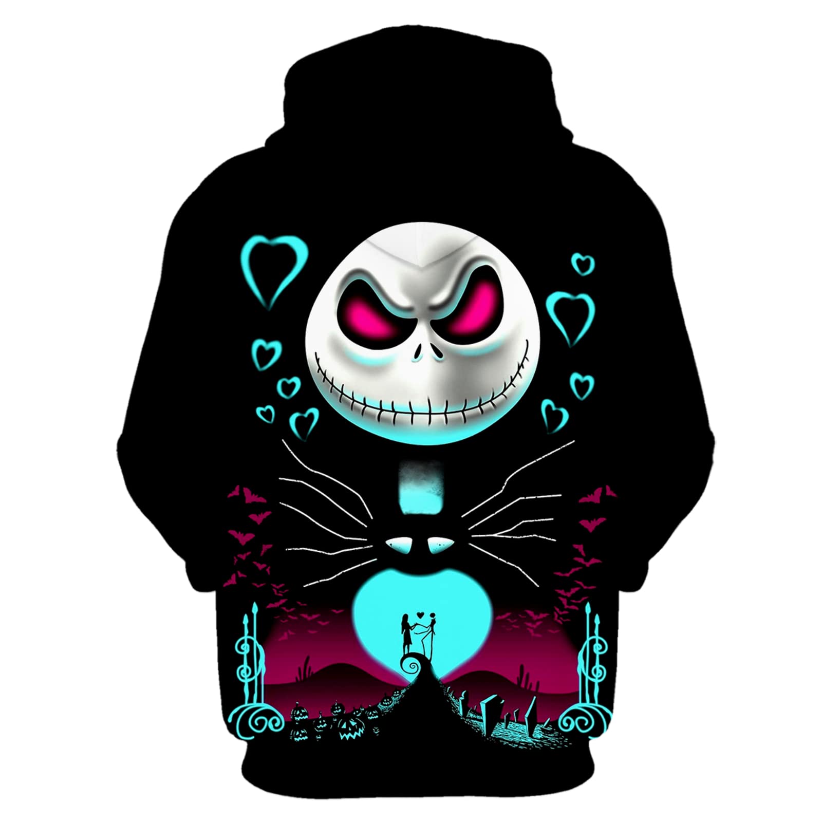 Men's and women's Christmas hoodie Jack novelty hoodie 3d Print Sweatshirts casual pullover 4-XX-Large