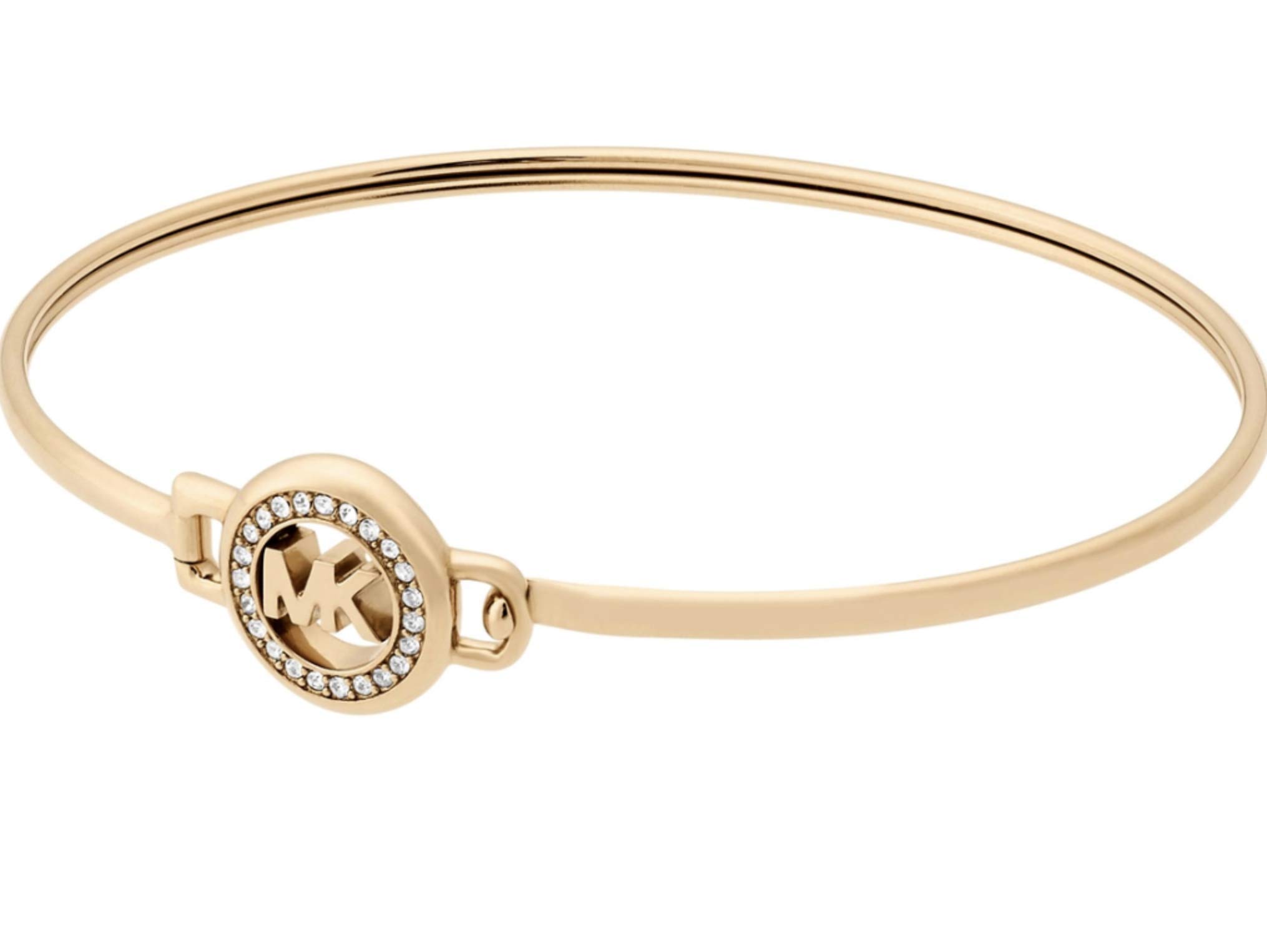 Michael Kors Women's Exclusive MK Logo Gold Tone Bracelet with Crystals MKJ6519710