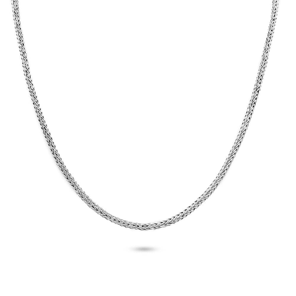 SARDA .925 Sterling Silver 3mm Bali Snake Chain Necklace with Janyl Adair Lobster Claw Clasp - Handmade by Bali Artisans - 34β with 2β Adjustable Extender