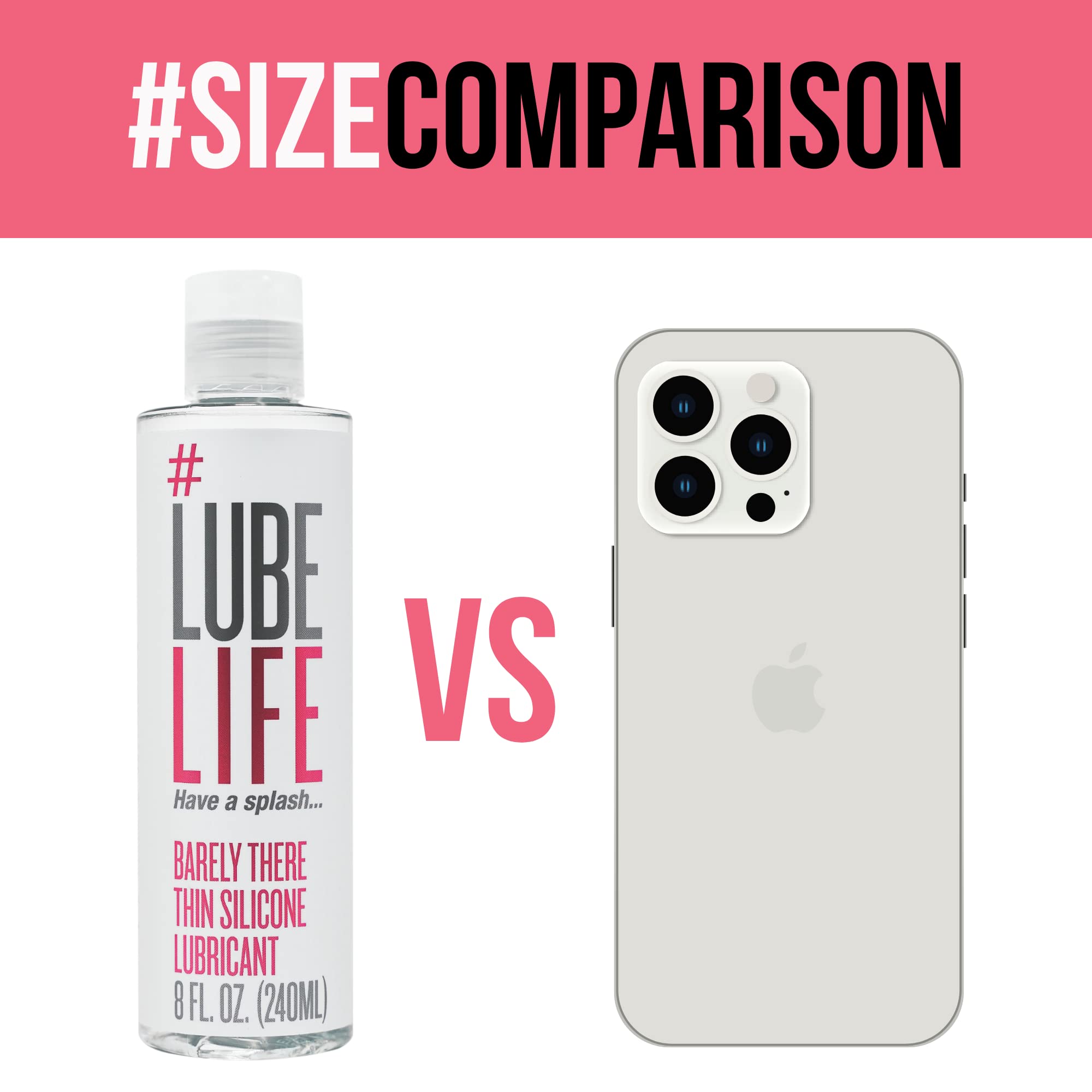 Lube Life Barely There Thin Silicone-Based, Long Lasting, Water Resistant, Personal Lubricant for Men, Women and Couples, 8 Oz
