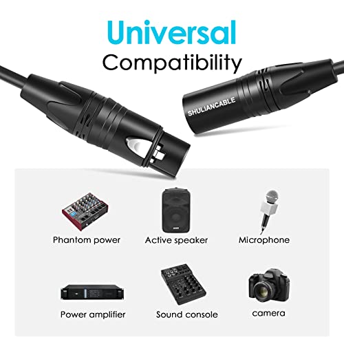 SHULIANCABLE XLR Cable, 3 Pins XLR Male to Female Microphone Balanced Cable, Compatible with Microphone, Speaker, Mixer, Amplifier and More (3M/ 10FT)