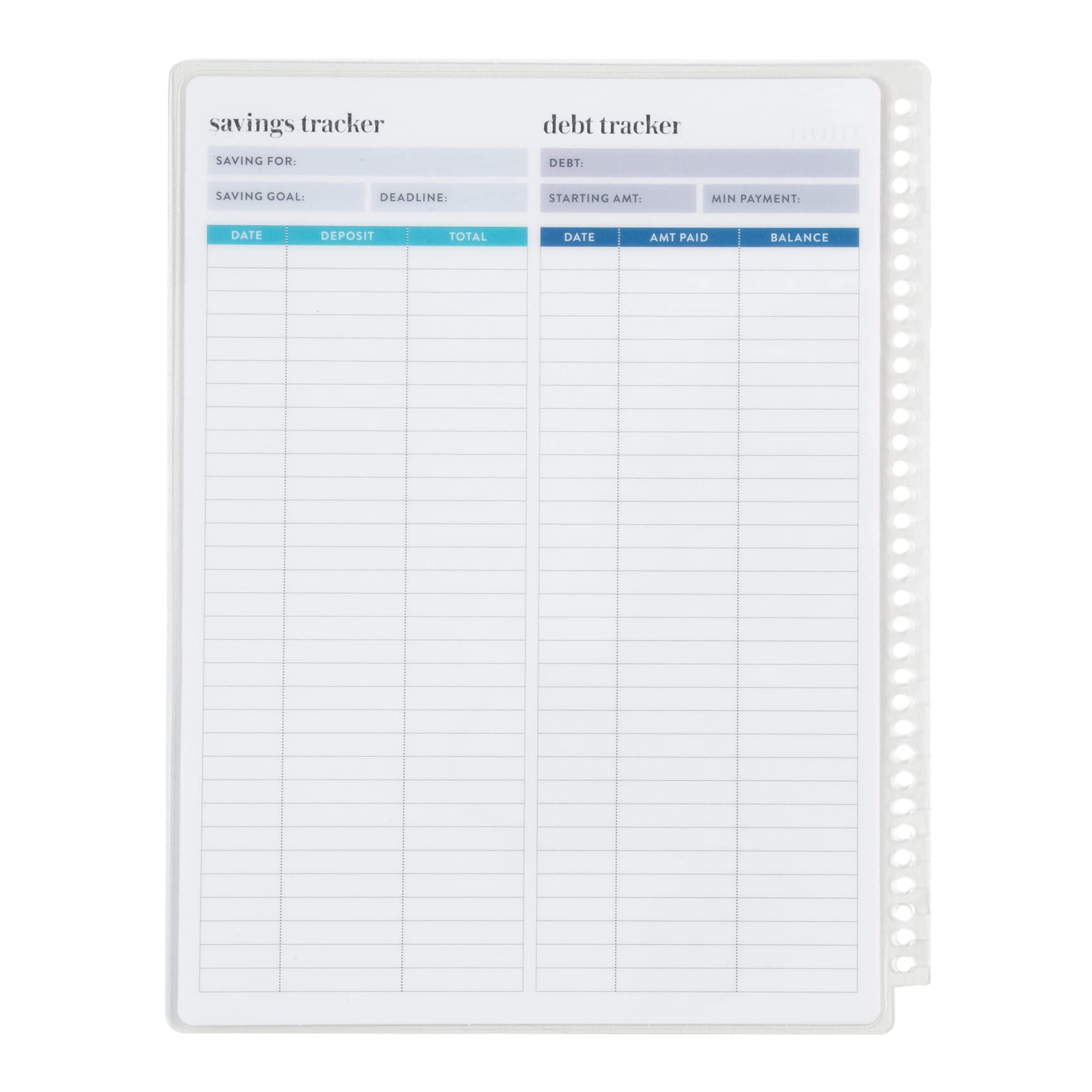 Snap-in Dashboard - Bill Tracker. Reusable Budget Dashboard for Tracking Expenses. Wet-Erase and Double-Sided. 7" x 9" or Larger Notebook Snap-in Accessory by Erin Condren.