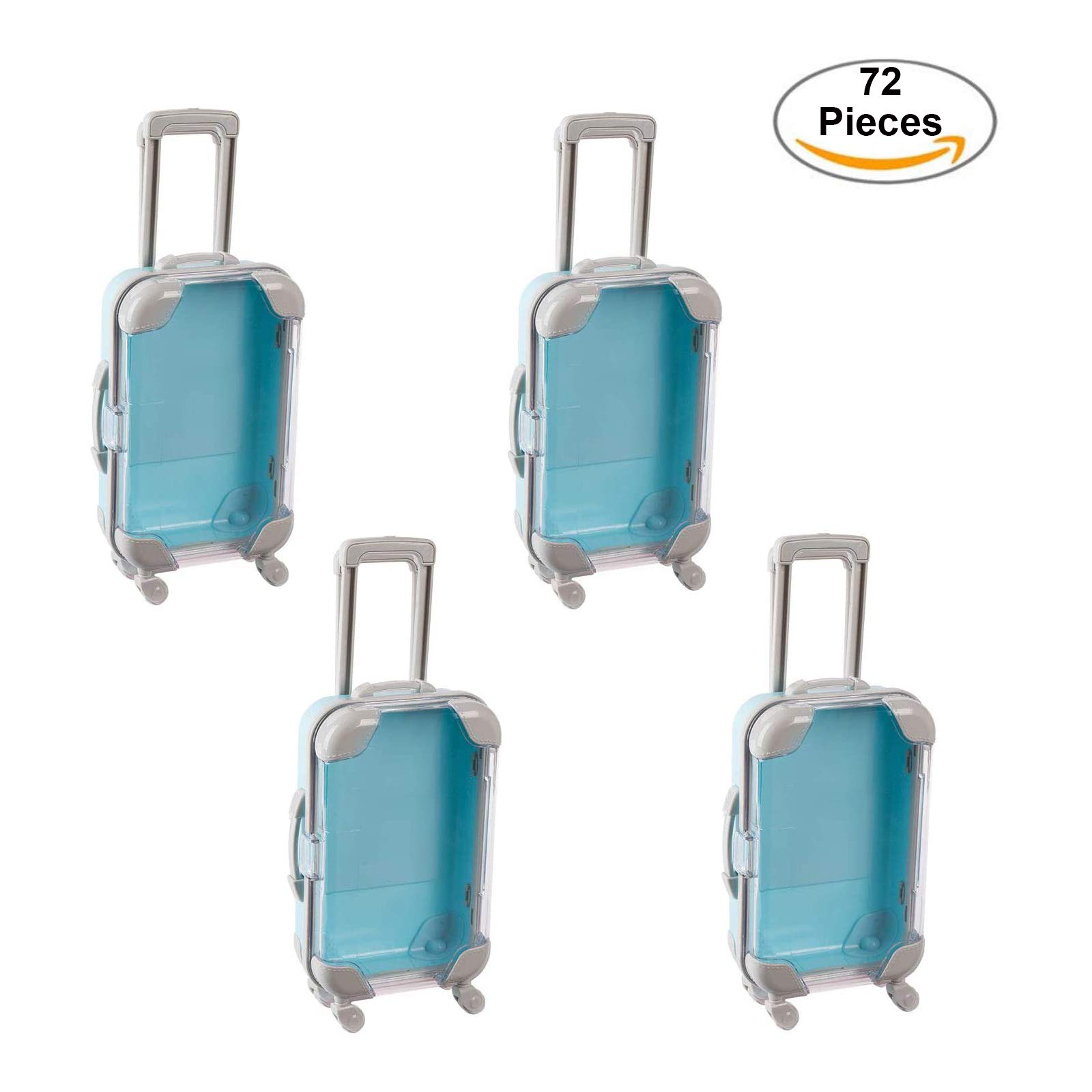 Mini Suitcase Party Favor Box - Candy Boxes Party Favors 4 Pack of Miniature Plastic Rolling Suitcase with Transparent Lid - 5.5"x3.5"x1.5" Travel Theme Doll Suitcase, Lash Boxes & Candy Boxes - Pink