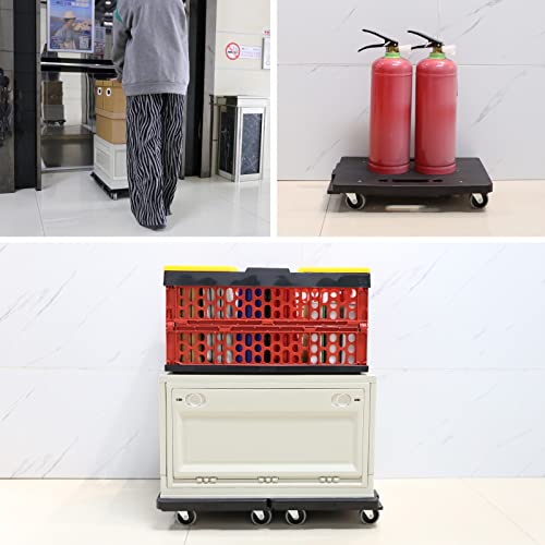 Uholan Flatbed Dolly Can Connected Two Pcs One Set Household Portable Mobile Dolly Infinite Rotary Flat Handtruck Mobile Furniture Load 220lb Black ,Grey Wheel (Grey Wheel)