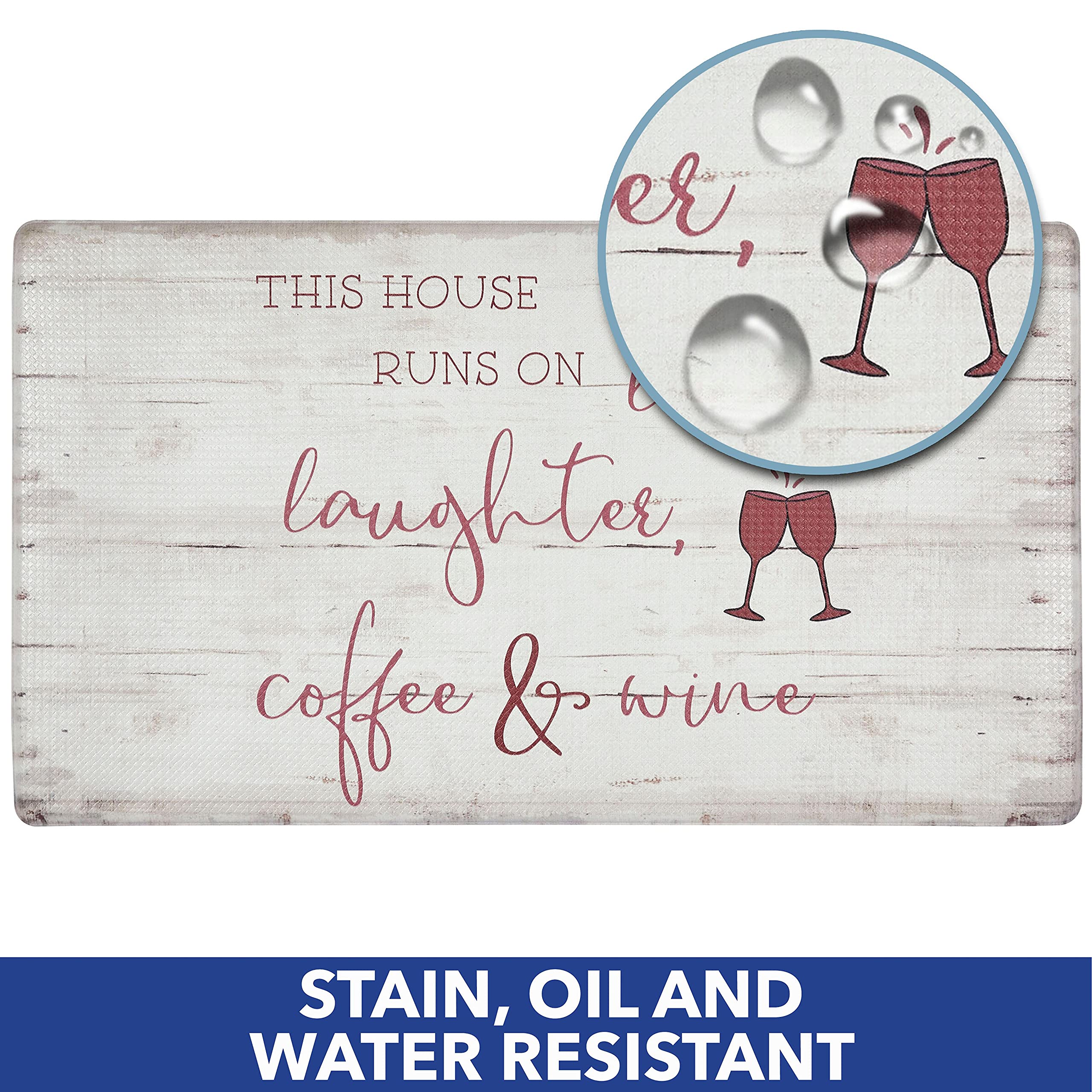 SoHome Cozy Living Anti-Fatigue Kitchen Mat for Floor, Cushioned Kitchen Runner Rug, Non Slip, Easy Wipe Clean, 1/2 Inch Thick Kitchen Mats, 20" x 36" Red Wine