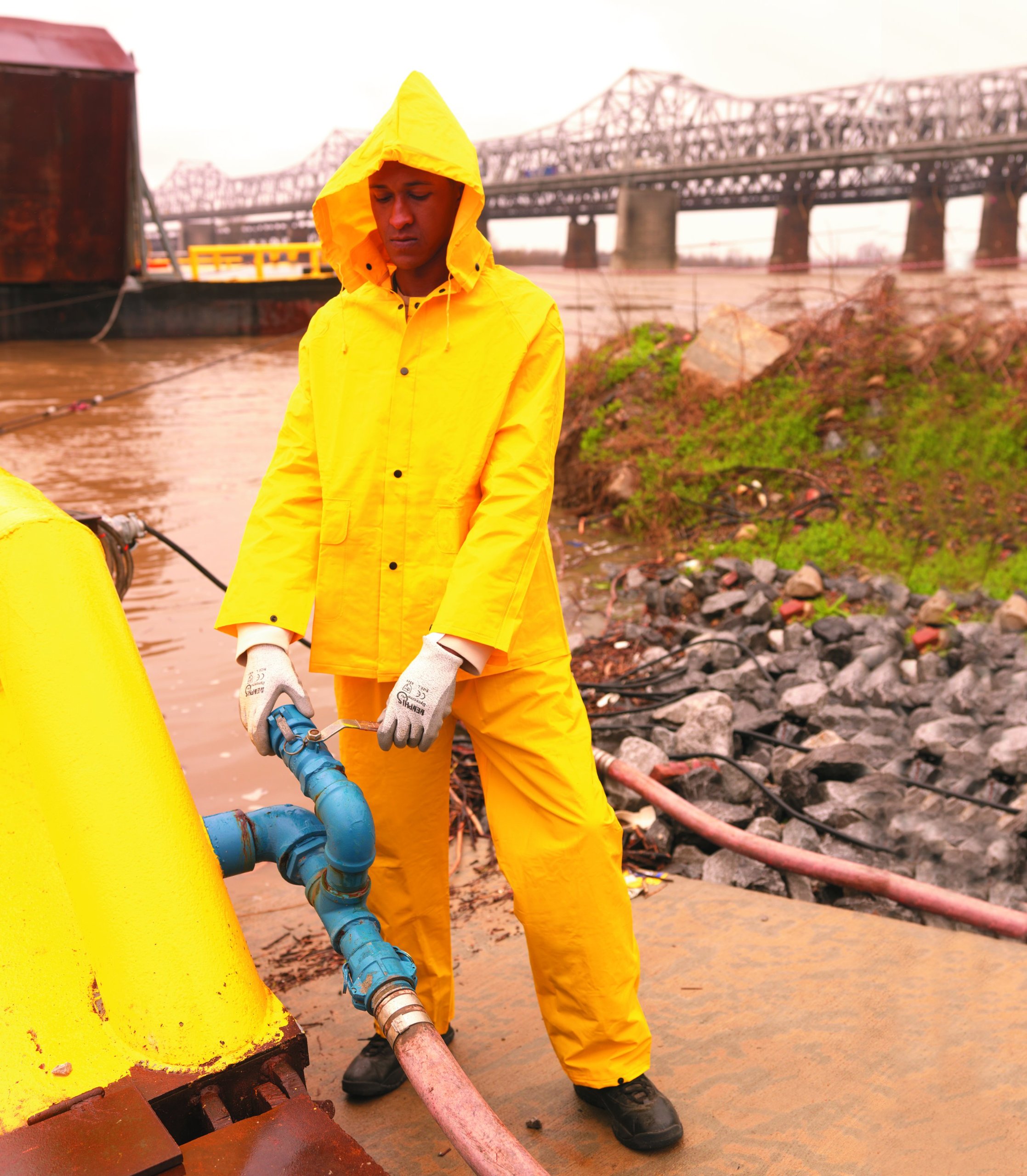 MCR Safety 2003X5 Classic PVC/Polyester 3-Piece Rainsuit with Attached Hood, Yellow, 5X-Large