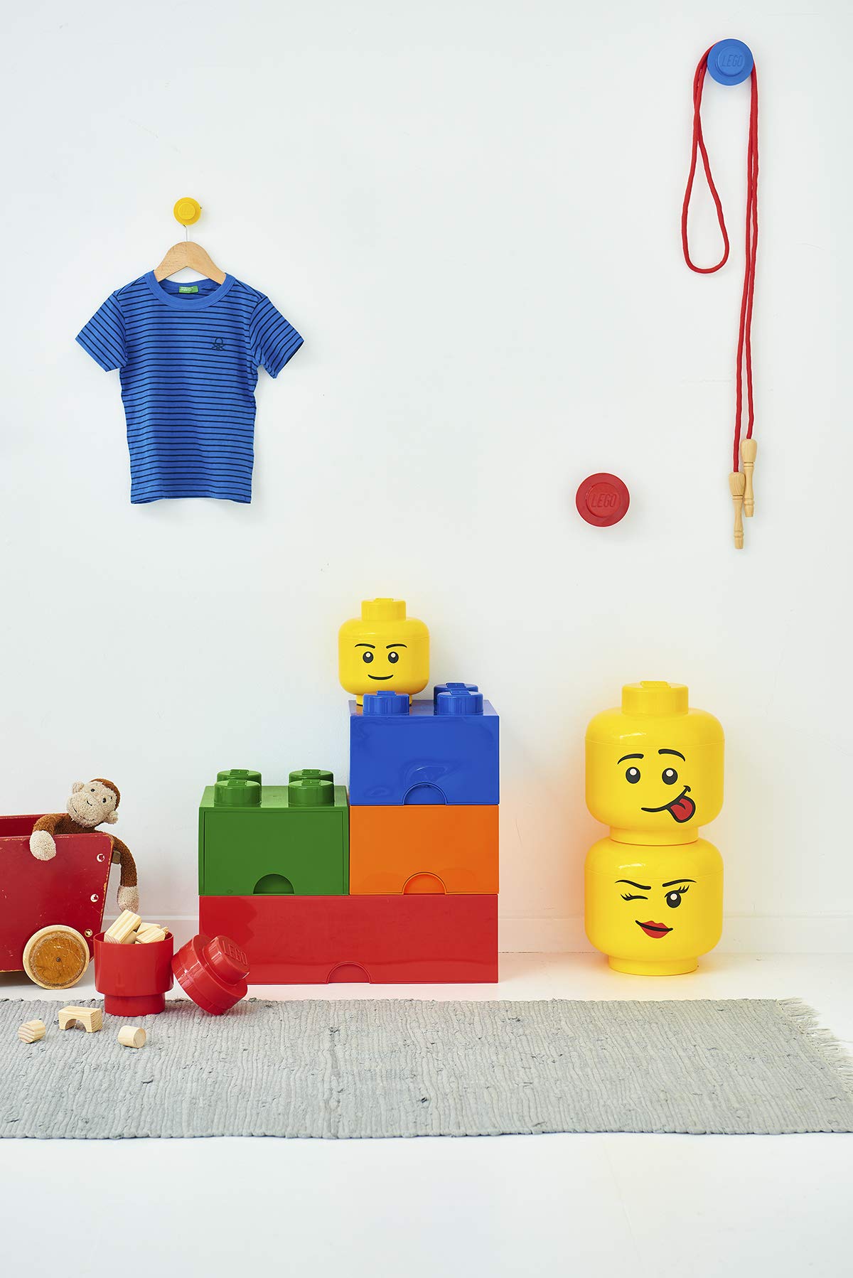 Room Copenhagen Lego Storage Head, Large, Boy, 9-1/2 x 9-1/2 x 10-3/4 Inches, Yellow (4032)