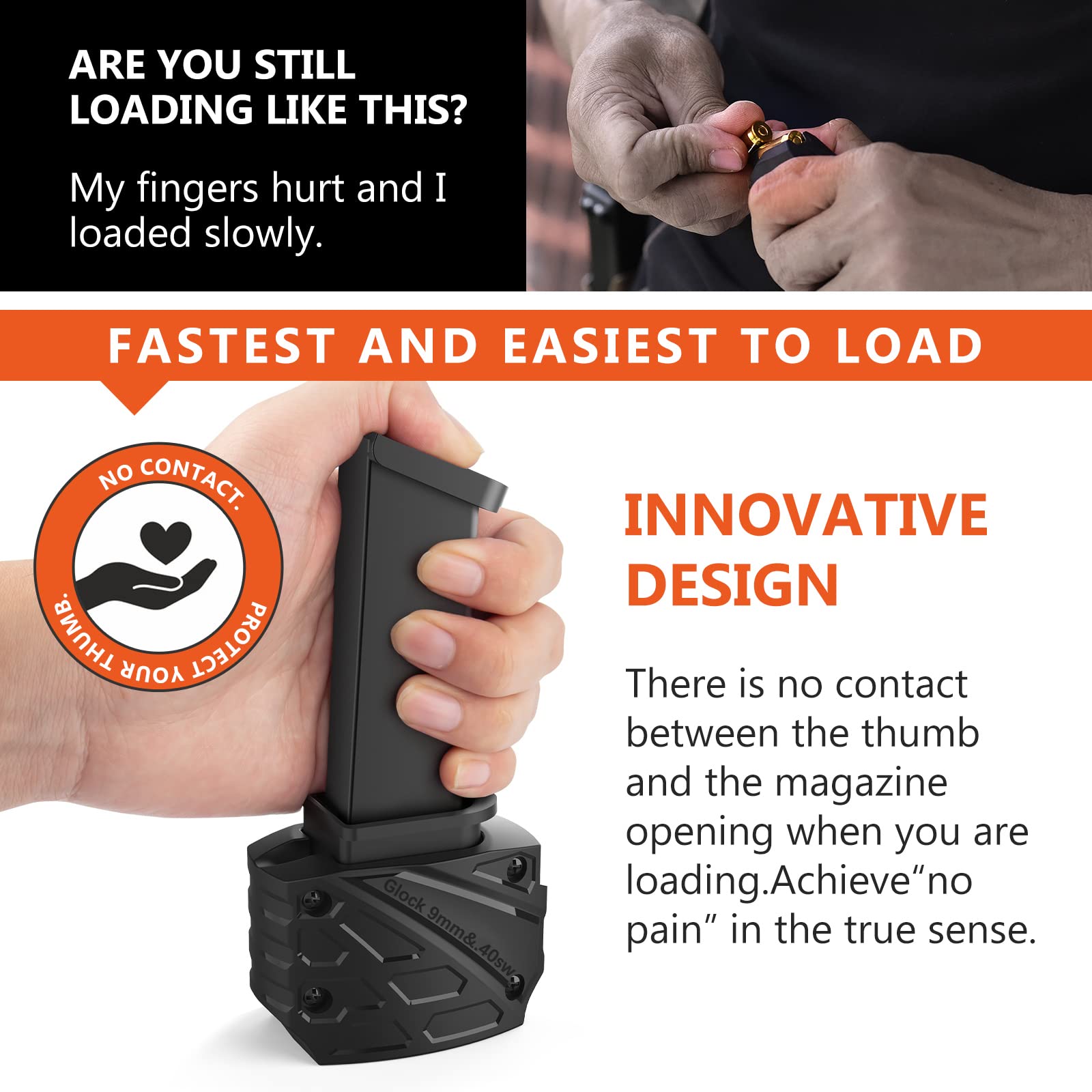 Ludex Magazine Speed Loader for Glock 9mm/.40.Fits Glock 17,18,19,22,23,24,26,27,34,35,45 and 47 (Black)
