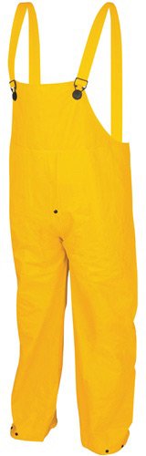 MCR Safety 2403L Classic Plus PVC/Polyester 3-Piece Corduroy Collar Rain Suit with Detachable Hood and Bibpant, Yellow, Large