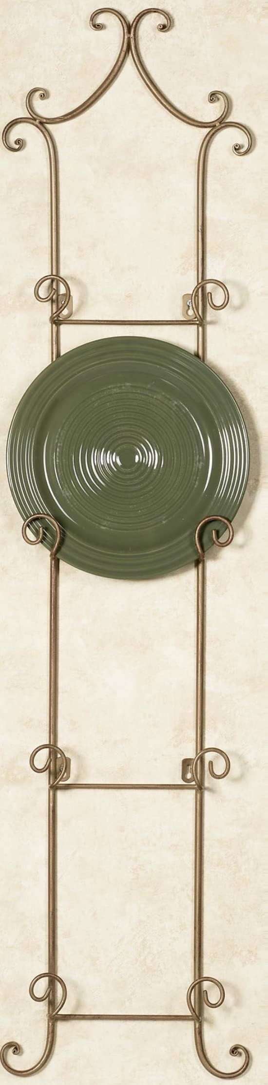 Touch of Class Regalla Scroll - Vertical Hanging Plate Rack - for 9-10" Dia. Plates - Satin Gold or Antique Bronze Finish - Two-Plate Rack is 26 in. Tall, Four-Plate is 48 in. Tall