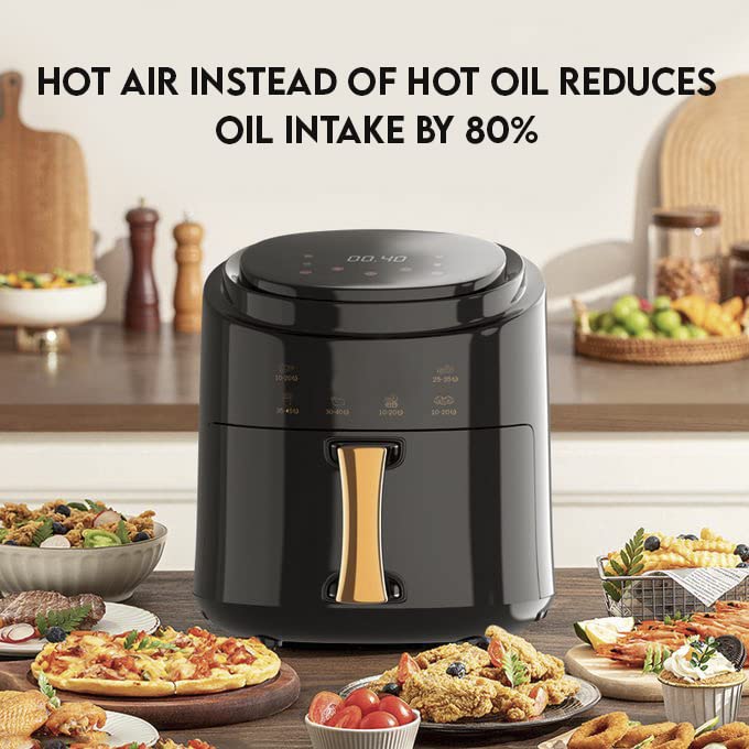 Silver Crown Deep Air Fryer – Electric Hot Air Fryer with Digital Display & XL Capacity, 1400 Watts, Instant Healthy & Low Calorie Cooking Essentials, Oilless Meals, Kitchen Countertop Accessories
