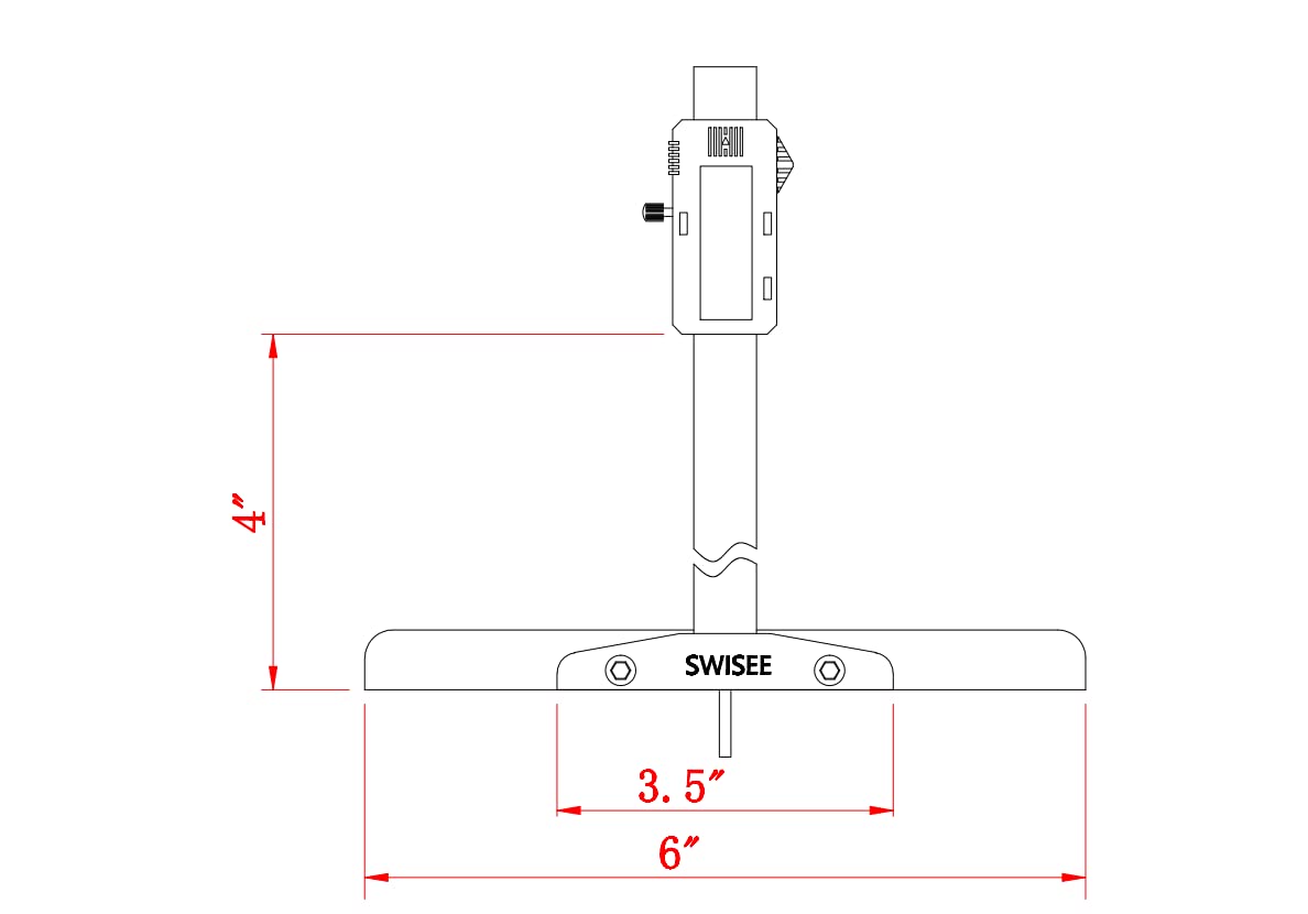 SWISEE Extended Measuring Claw Digital Depth Caliper Long Jaw Caliper Measuring Tool,Depth Gage Accuracy:0.0005"/ 0.01mm, Jaw Detachable(4"/100mm)