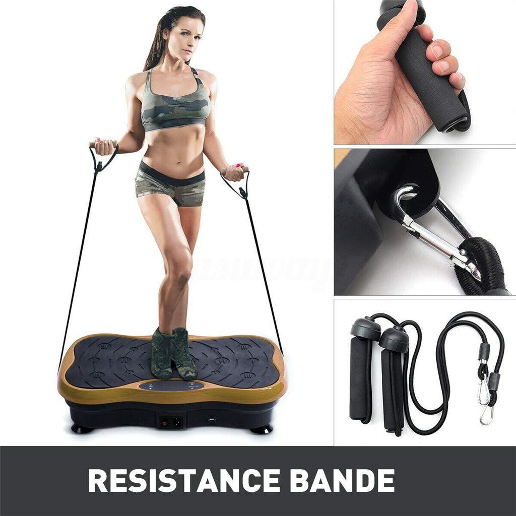 NJ508 Vibration Plate Exercise Machine - Whole Body Workout Vibration Fitness Platform w/Loop Bands - Home Training Equipment for Weight Loss & Toning (Glod)