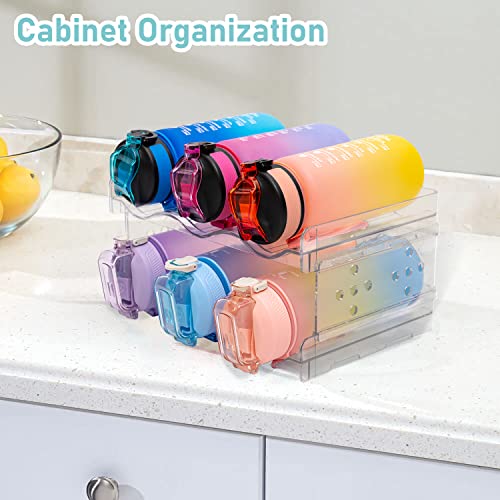 Meegoo Water Bottle Organizer, Stackable Bottle Storage Rack, Water Bottle Holder for Cabinets and Kitchen Countertops, 4 Pack Plastic Wine Rack/Drink Bottle Holder
