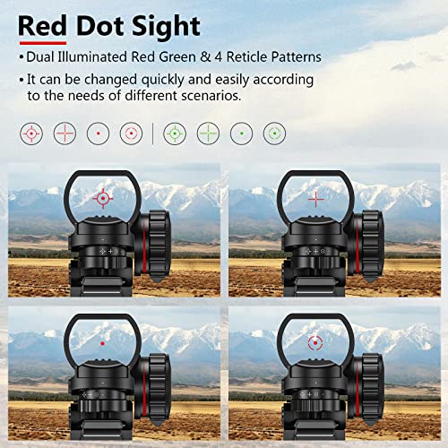 MidTen Riflescope Combo 4-12x50EG Dual Illuminated Optics & IIIA/2MW Laser Sight & 4 Holographic Reticle Red/Green Dot Sight & 20mm Scope Mount