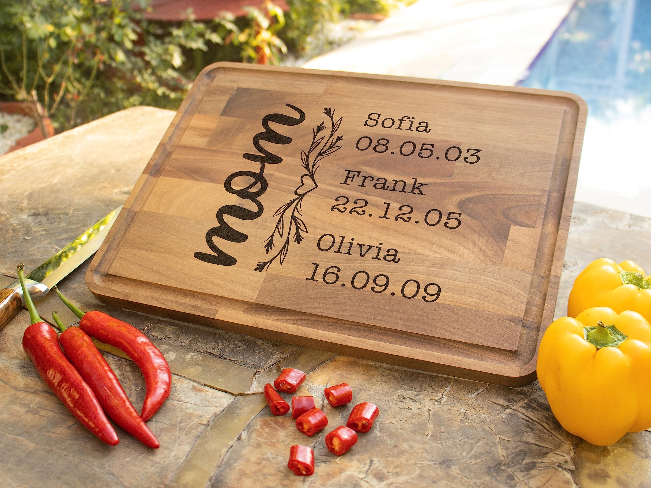 Personalized Cutting Board | CustomizedĀ Cutting Board |Ā Custom Cutting Board Wood Engraved | Custom Meat Board | Mother's Day Gift |Ā Gifts for Mother |Ā Personalized Gifts (Without Handle)