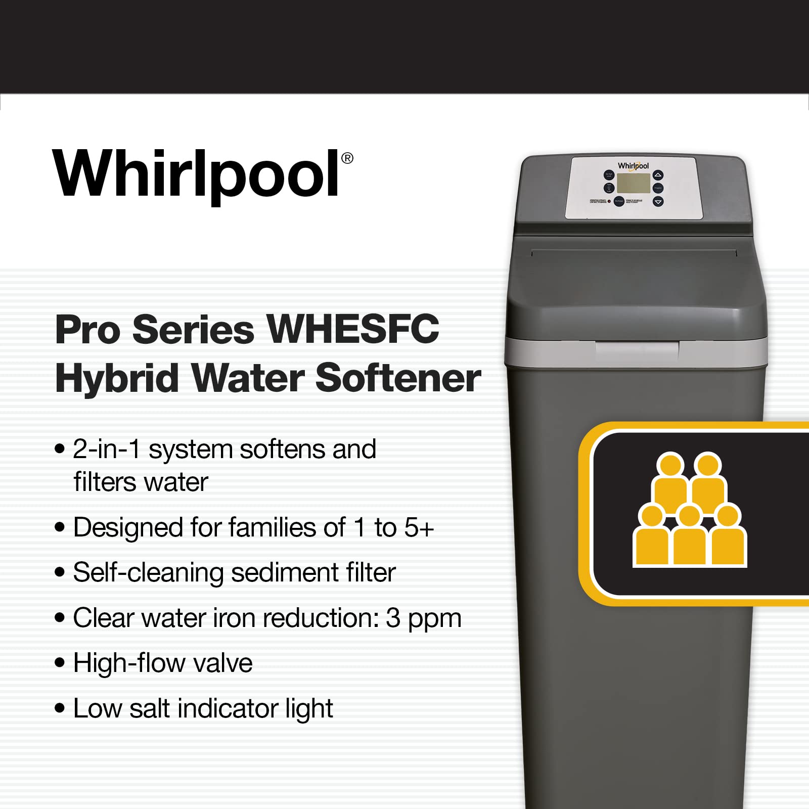 Whirlpool WHESFC Pro Series β Softener/Whole Home Filter Hybrid, Gray