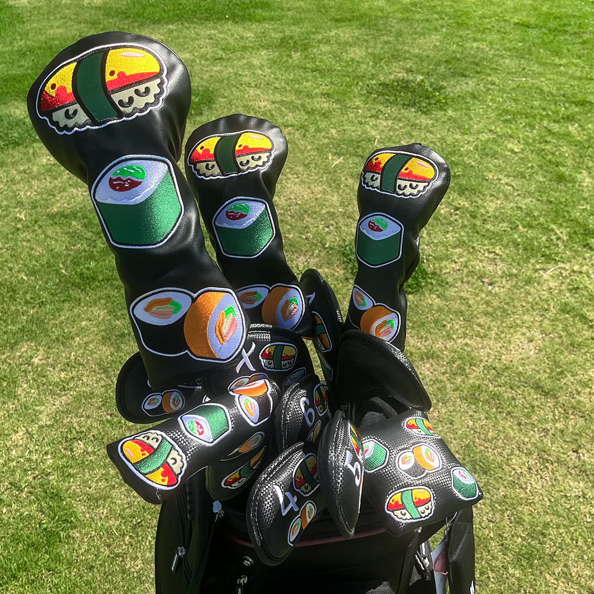 Sushi Golf Club Head Covers 3 Wood Headcover Set+Mallet Putter Cover+Blade Putter Cover+Golf Iron Cover