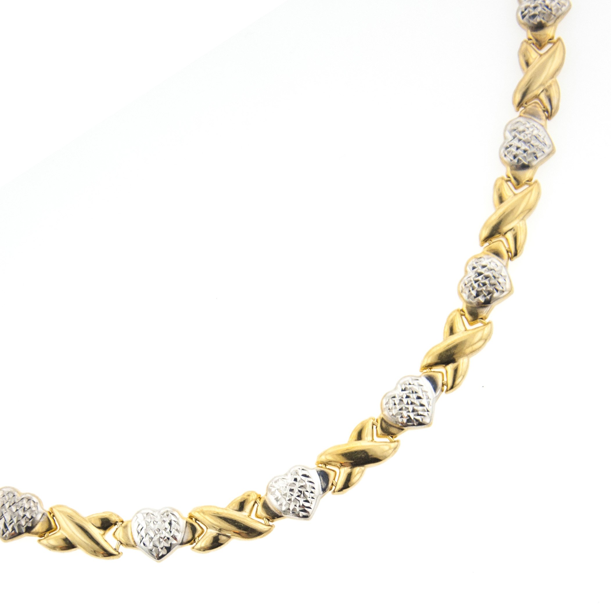 MCS Jewelry Stampato XOXO Friendship and Relationship Necklace Two Tone Sterling Silver 925 (Length: 17")