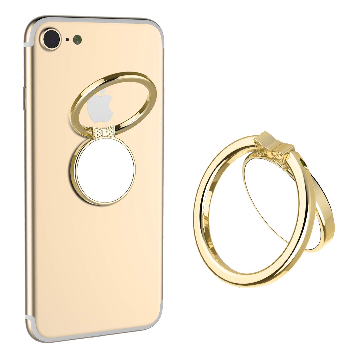 Mirror Finger Ring Holder, ICEYA Cell Phone Ring Stand Holder 360°Rotation Case Ring Grip Mount for iPhone 7/7 Plus, Galaxy S8/S8 Plus and Other Smartphones (Gold)