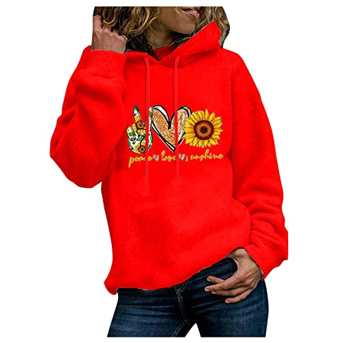 Women Hoodies With Zipper Solid Color Basic Hoodies Tunic Tops Pullovers Trendy Sweatshirt With Drawstring Outdoor Hoodies Red