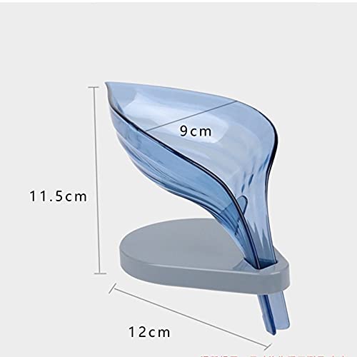 PLMM soap Box, Leaf Shape Soap Box Drain Soap Holder Box Bathroom Shower Soap Holder Dish Storage Plate Tray Bathroom Supplies Bathroom Gadgets (Color : Pink)