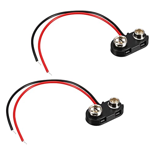 Tool parts 2pcs DC 9V Baettery Clip T-Type Bucklle Connector Lead Wire 10cm Long