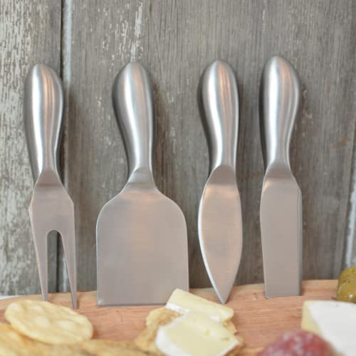The Live Edge - 4 Piece Stainless Steel Cheese Knife Set for Charcuterie Board Serving Utensils | Cheese Board Knives and Forks Set For Cutting, Slicing & Spreading | Charcuterie Accessories Tools