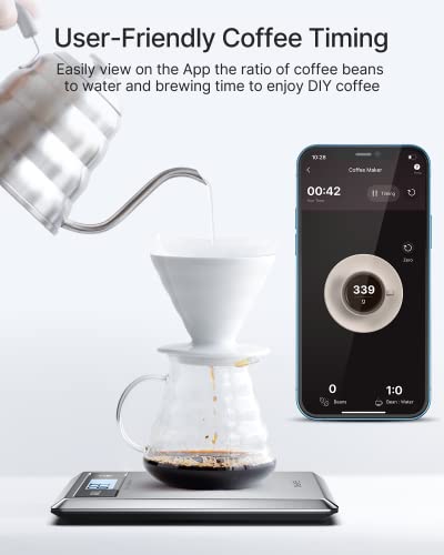 RENPHO Digital Food Scale, Kitchen Scale Weight Grams and oz for Baking, Cooking and Coffee with Nutritional Calculator for Keto, Macro, Calorie and Weight Loss with Smartphone App, Stainless Steel