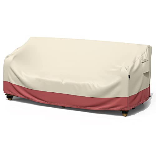U-COMSO 【Upgraded Heavy Duty 600D Patio Furniture Sofa Covers, 3-Seater Outdoor Furniture Cover Waterproof for Sofa Loveseat Couch(90" W×42" D×32" H),Orange
